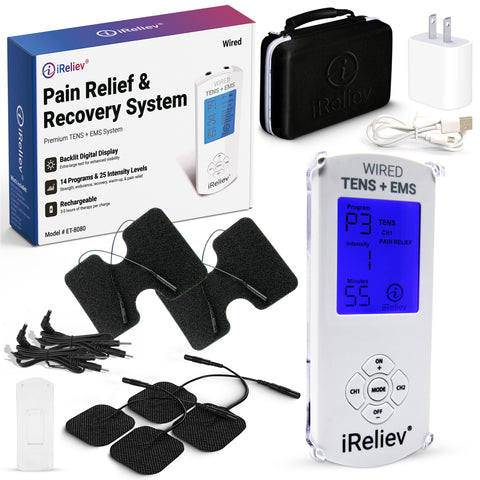 Premium Wired TENS + EMS Muscle Stimulator System | iReliev